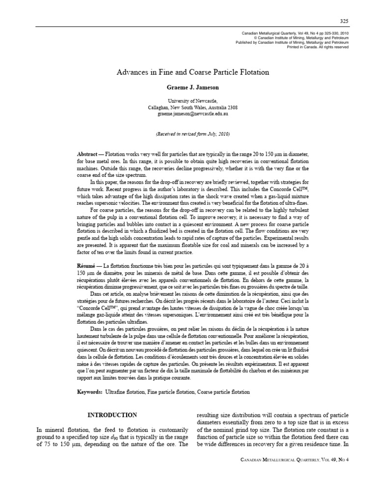 Advances in Fine and Coarse Particle Flotation | PDF | Mill (Grinding ...