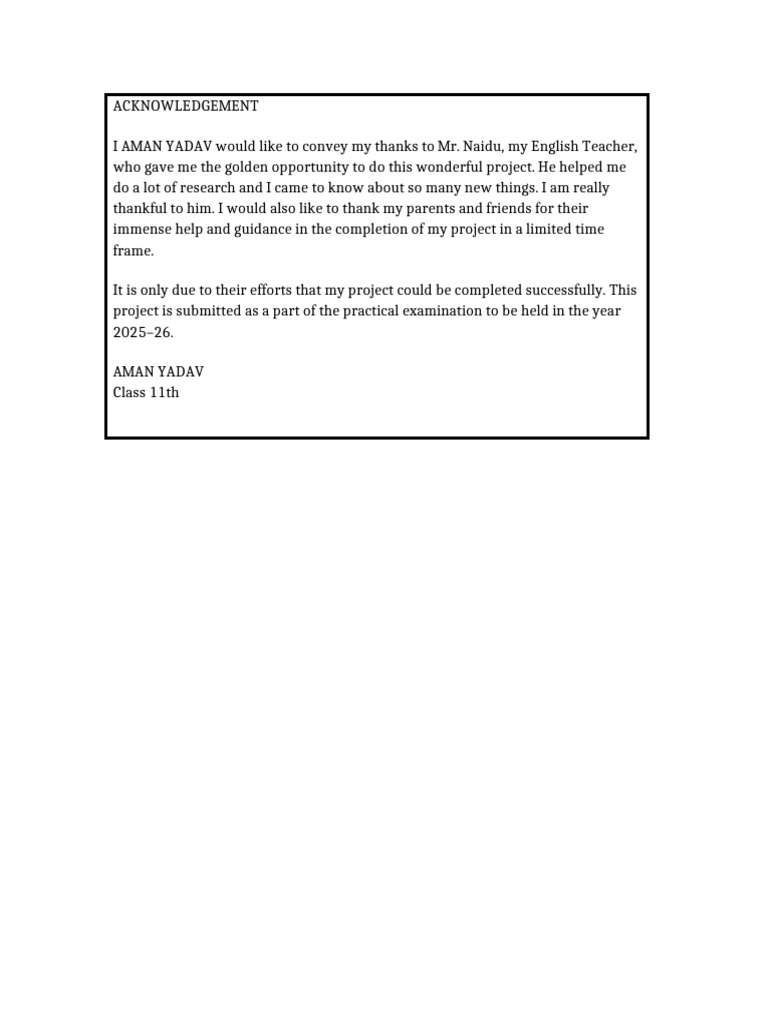 Acknowledgement With Border | PDF