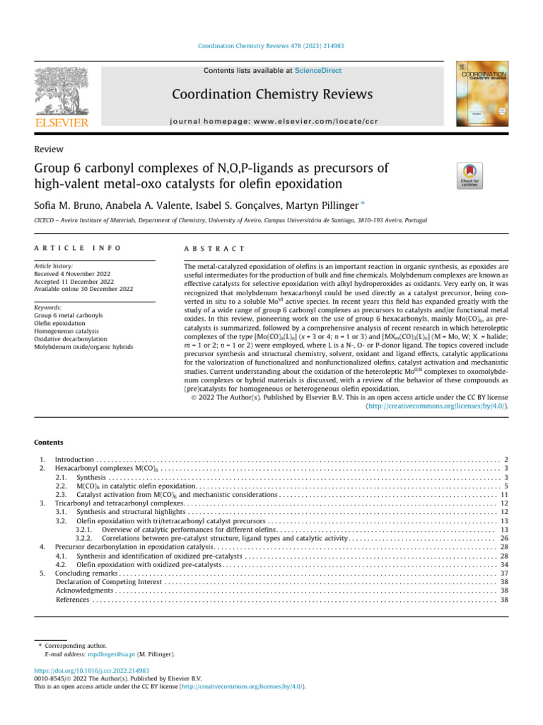 Group 6 Carbonyl Complexes of N,O,P-ligands as Precursors 配体的第6 ...