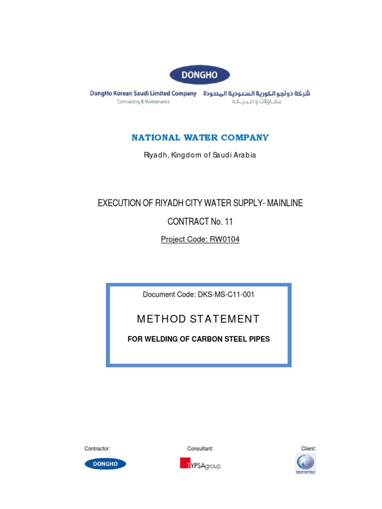 Carbon Steel Pipe Welding Method Statement | PDF | Nondestructive ...