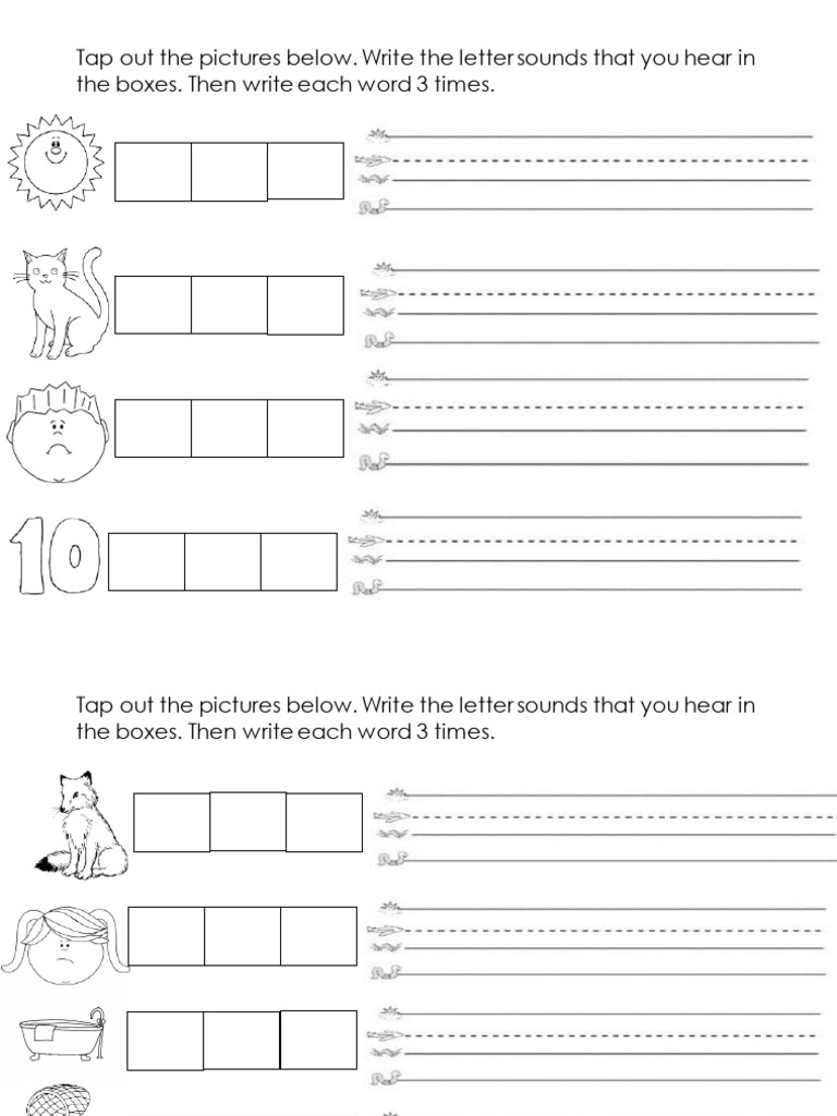 CVC Tap Out Letters & Write the Word | PDF