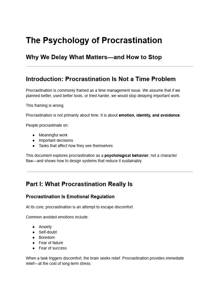 The Psychology of Procrastination | PDF | Professional Skills ...