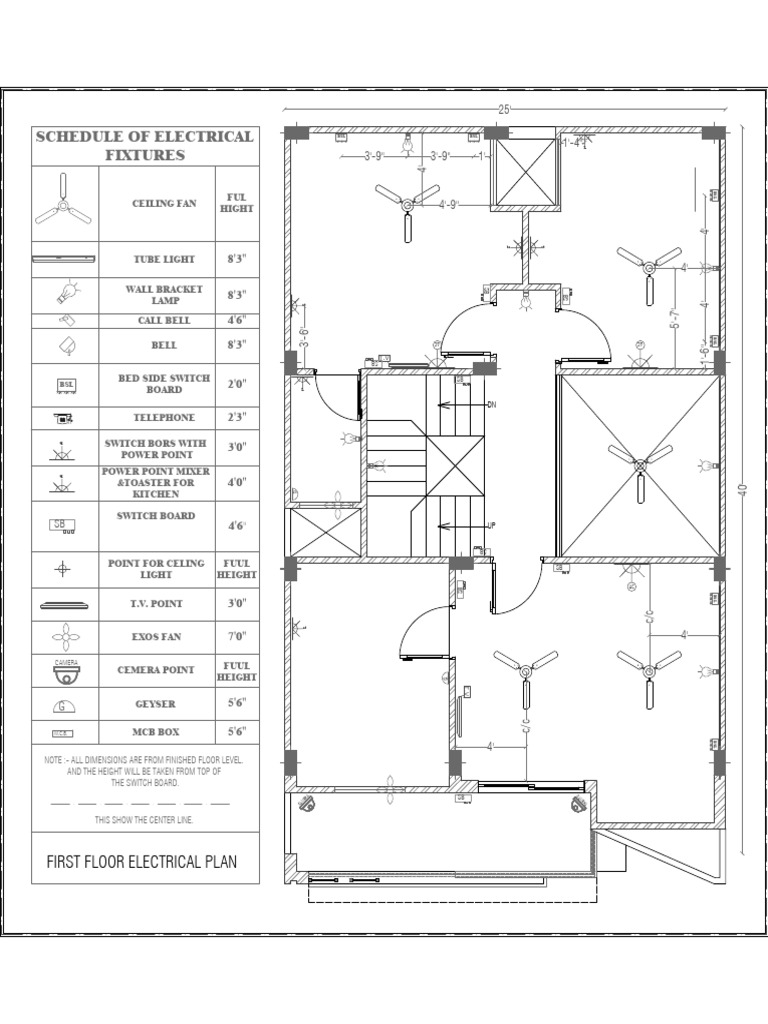 First Floor Electrical Plan Details | PDF | Lighting | Electrical ...