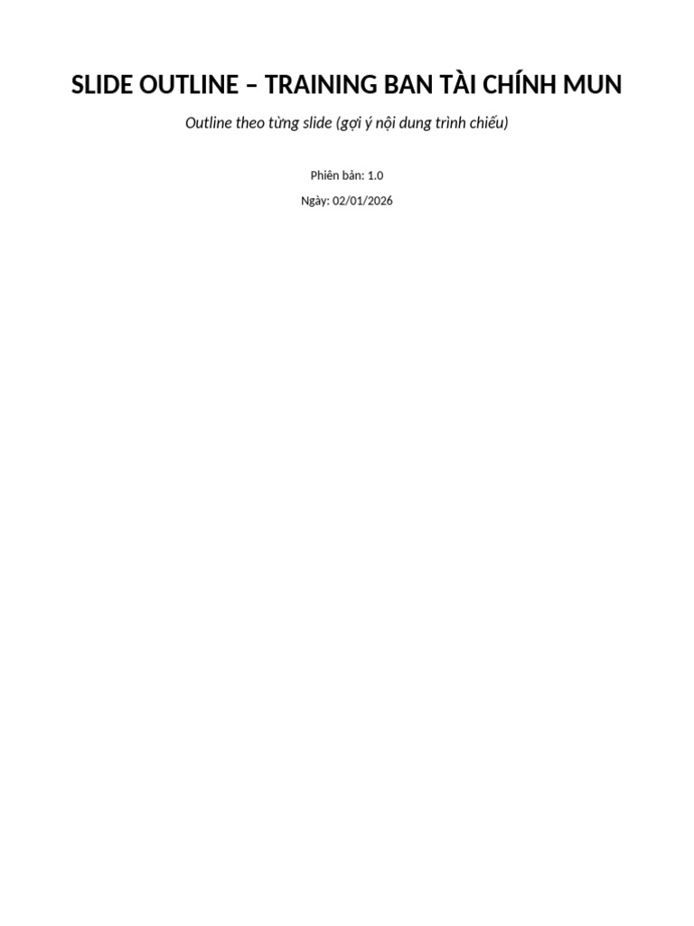 Slide Outline Training Ban Tai Chinh MUN | PDF