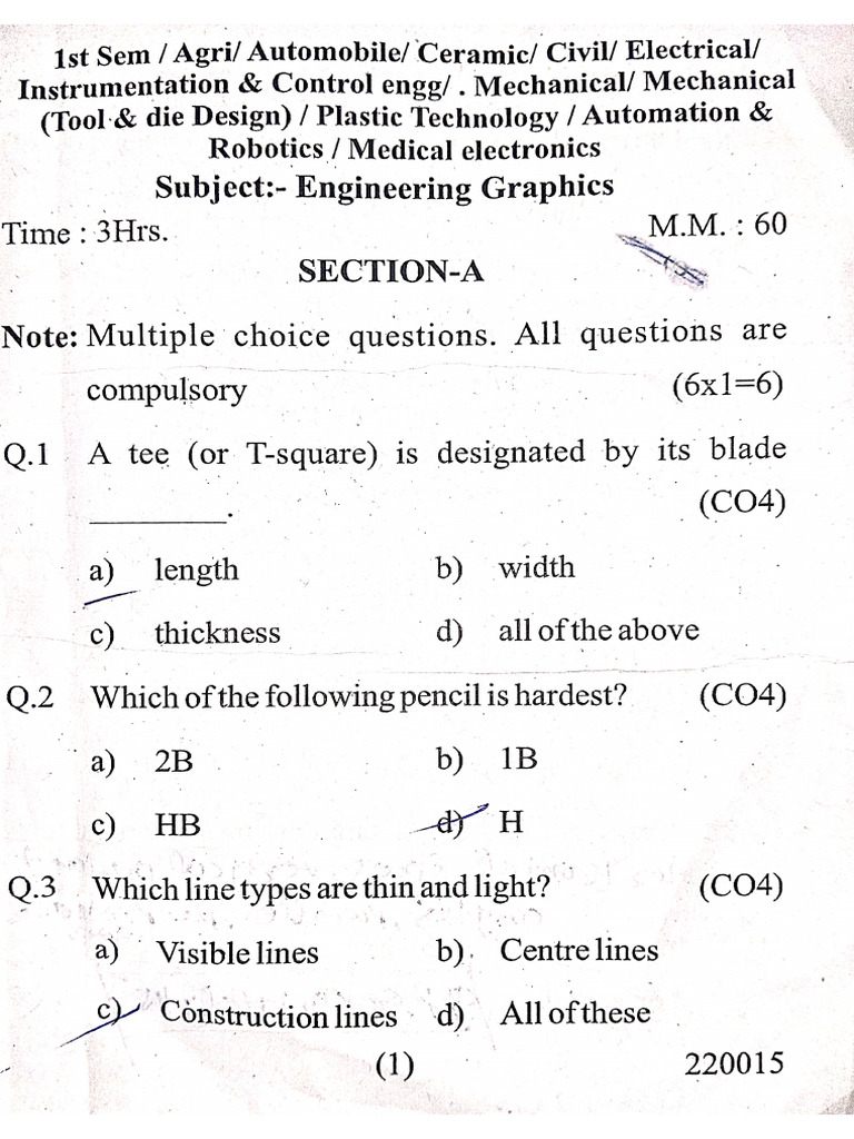 Engineering Graphics Paper | PDF