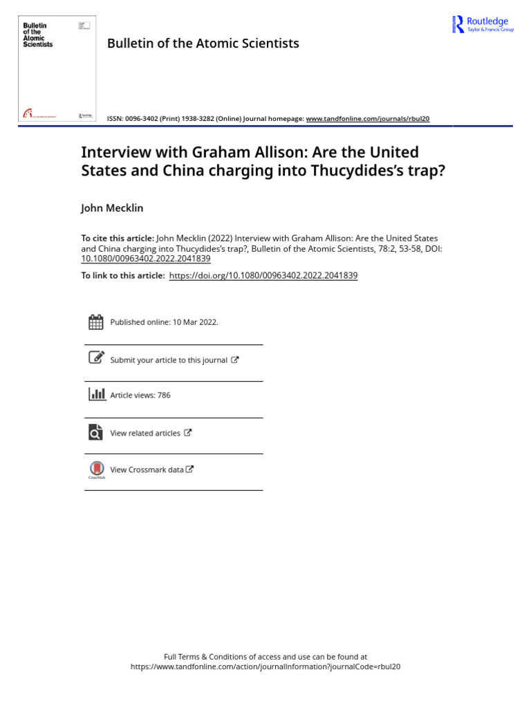 Interview With Graham Allison Are The United States and China Charging ...