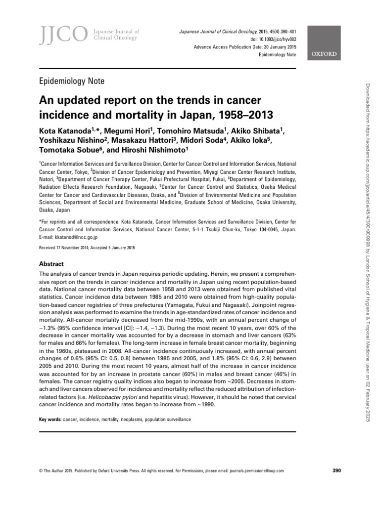 Cancer Trends in Japan (1958-2013) | PDF | Cancer | Epidemiology