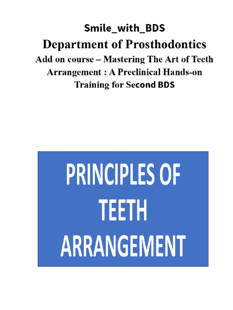 Mastering Teeth Arrangement Techniques | PDF | Primate Anatomy | Dentistry