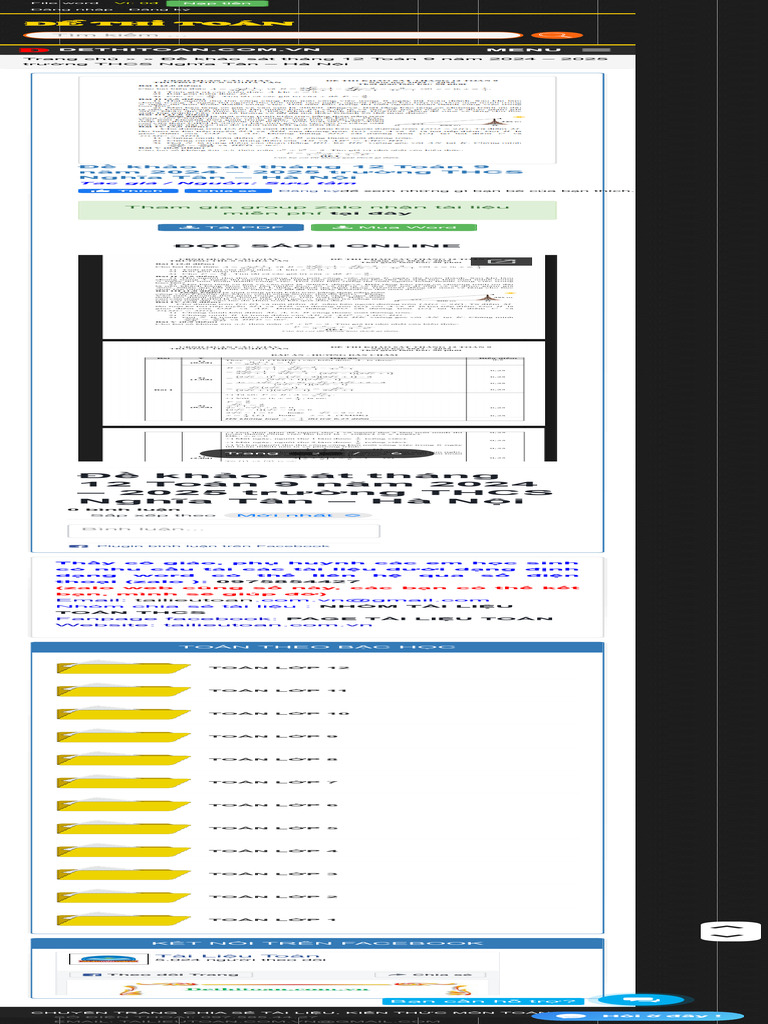 Đề Khảo Sát Tháng 12 Toán 9 Năm 2024 – 2025 Trường THCS Nghĩa Tân – Hà Nội | PDF