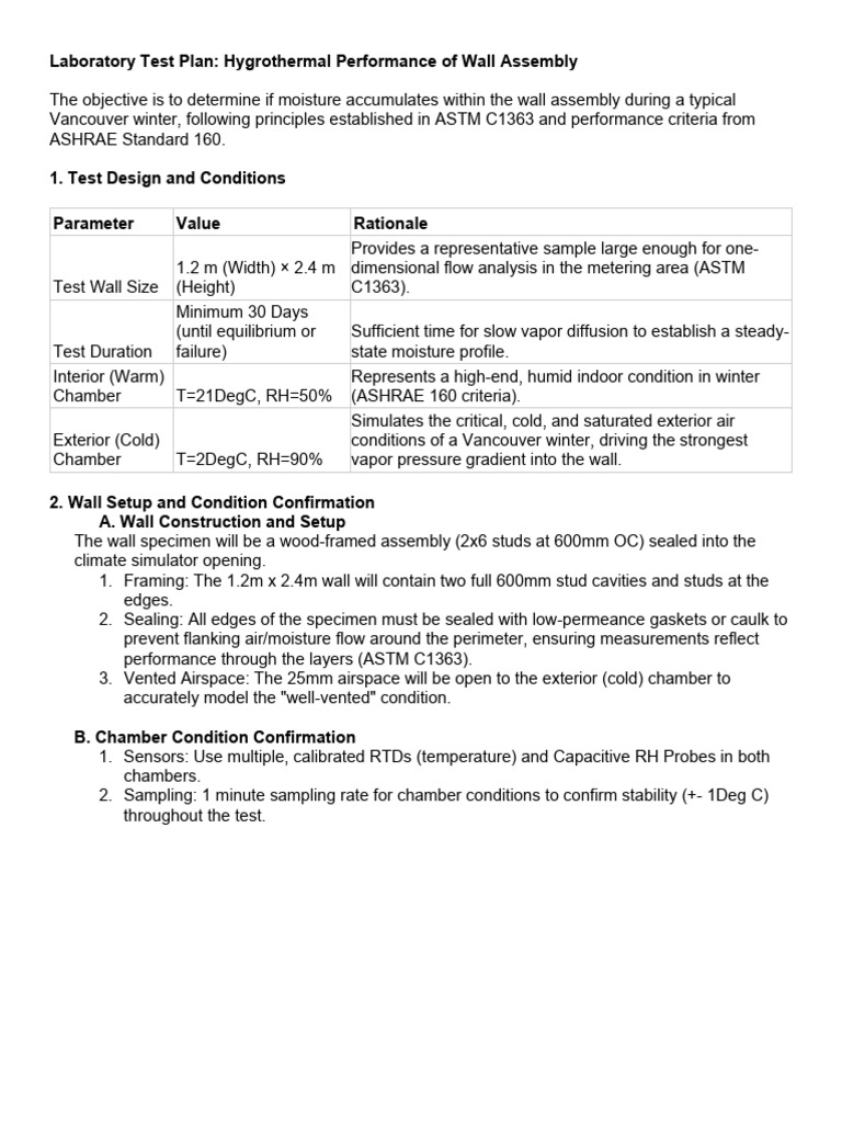 Hygrothermal Wall Assembly Test Plan | PDF | Humidity | Applied And ...