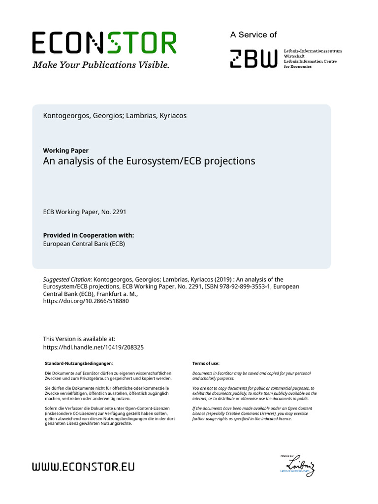 An Analysis of The Eurosystem/ECB Projections: Kontogeorgos, Georgios ...