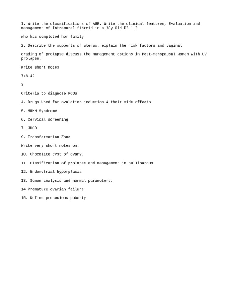 AUB Classifications and Gynecological Conditions | PDF