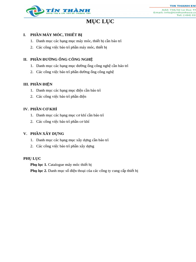 Huong Dan Bao Tri Cong Trinh Chyang Sheng | PDF