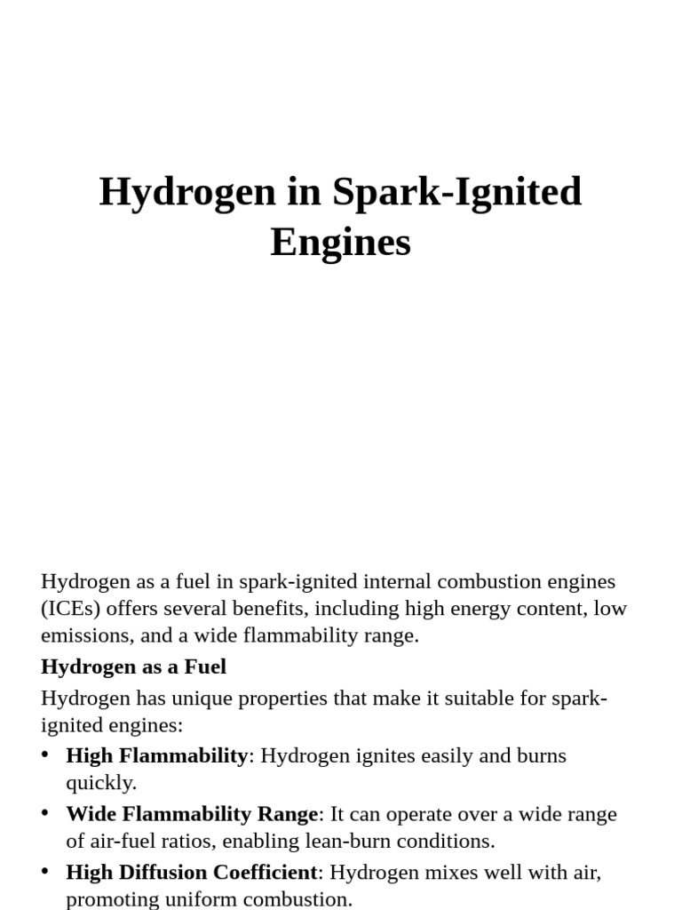Hydrogen Fuel in Spark-Ignited Engines | PDF | Combustion | Hydrogen