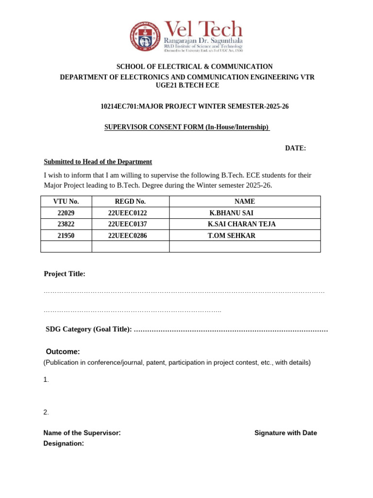 Supervisor Consent Fom-Major Project (4) 2 | PDF