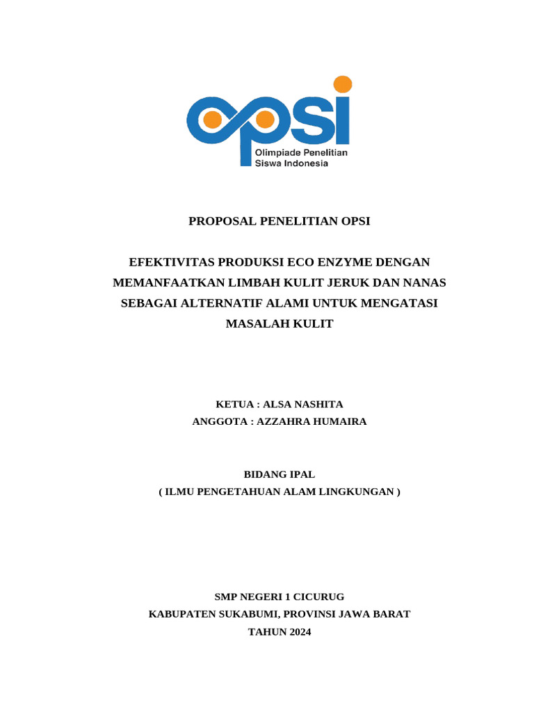 Proposal Penelitian Opsi - Pengolahan Limbah Kulit Jeruk | PDF