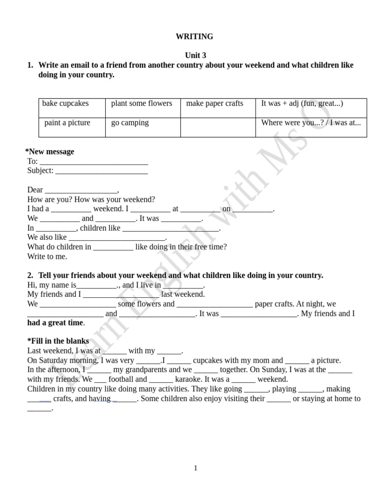 Writting Unit 3 | PDF