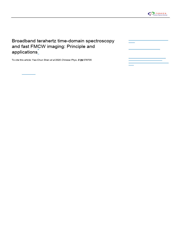 Broadband Terahertz Time-domain Spectroscopy and Fast FMCW | PDF ...