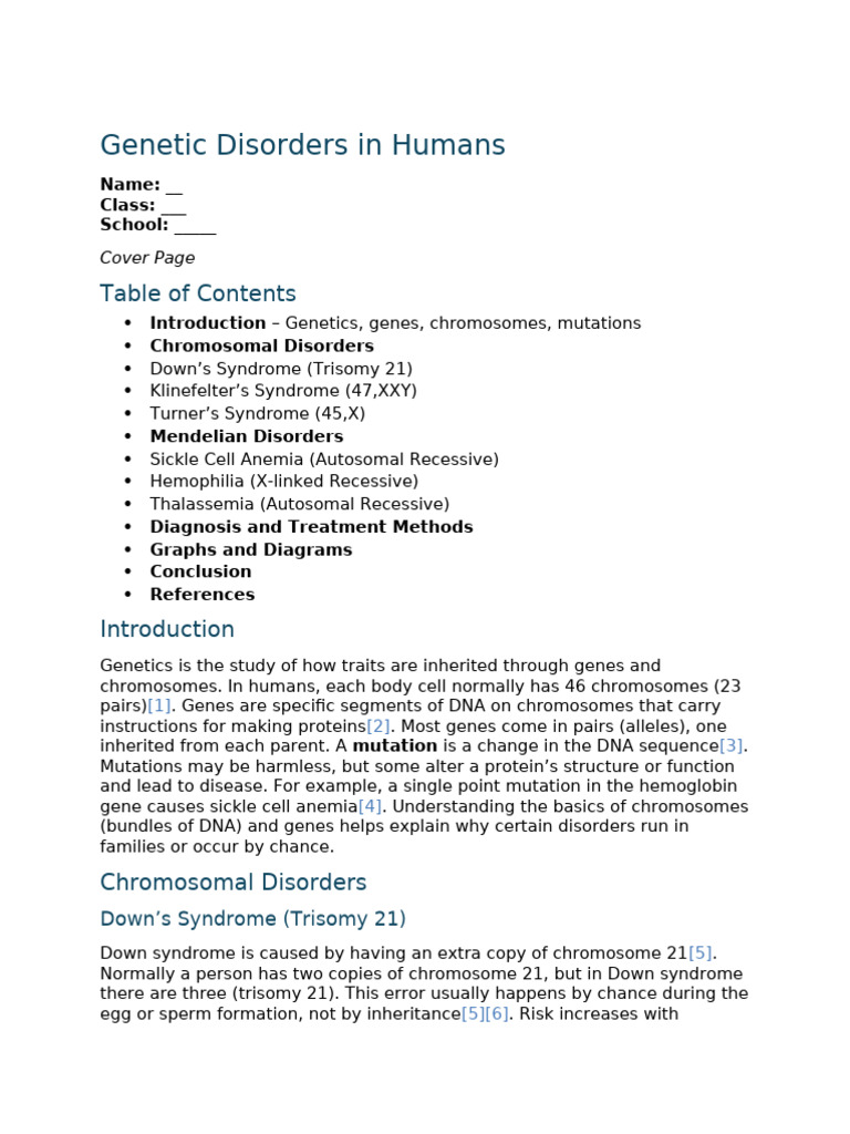 Genetic Disorders in Humans | PDF | Genetic Disorder | Haemophilia