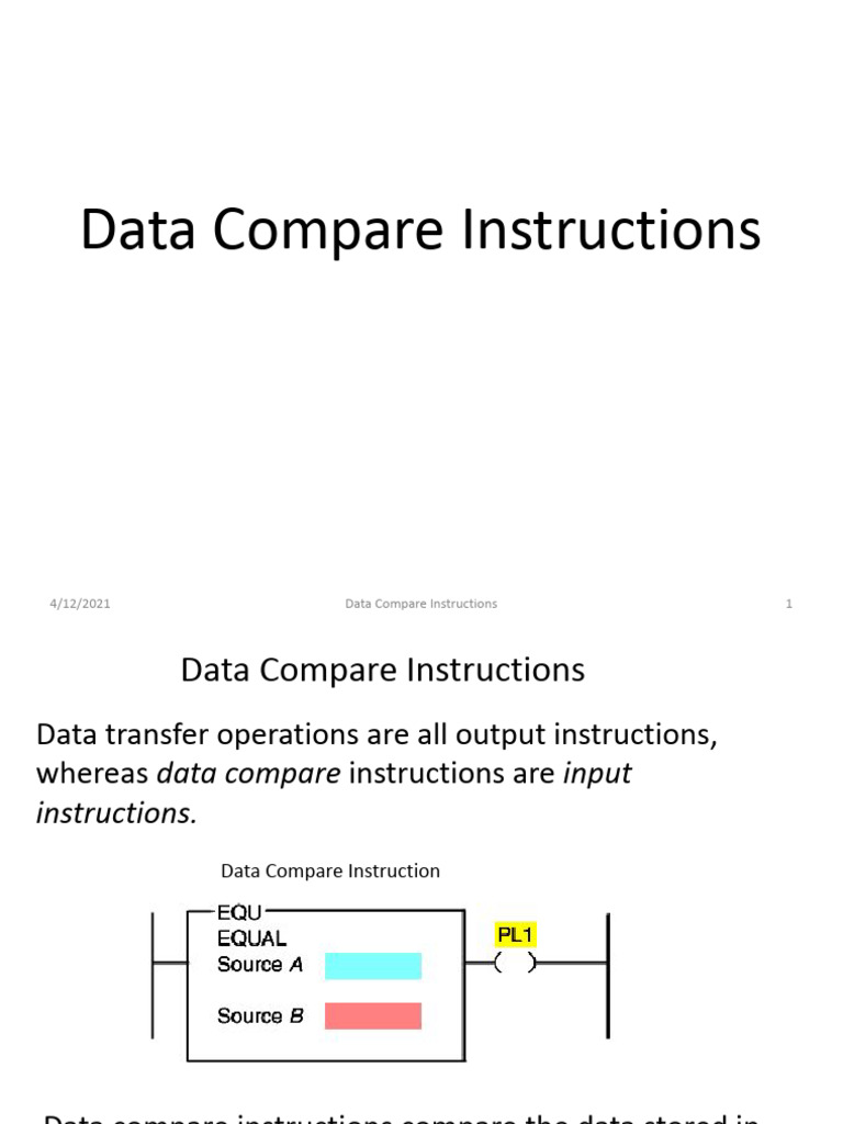 Data Compare Instructions Overview | PDF | Input/Output | Binary Coded ...