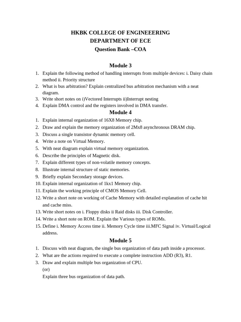 coa QB | PDF | Computer Memory | Computer Data Storage