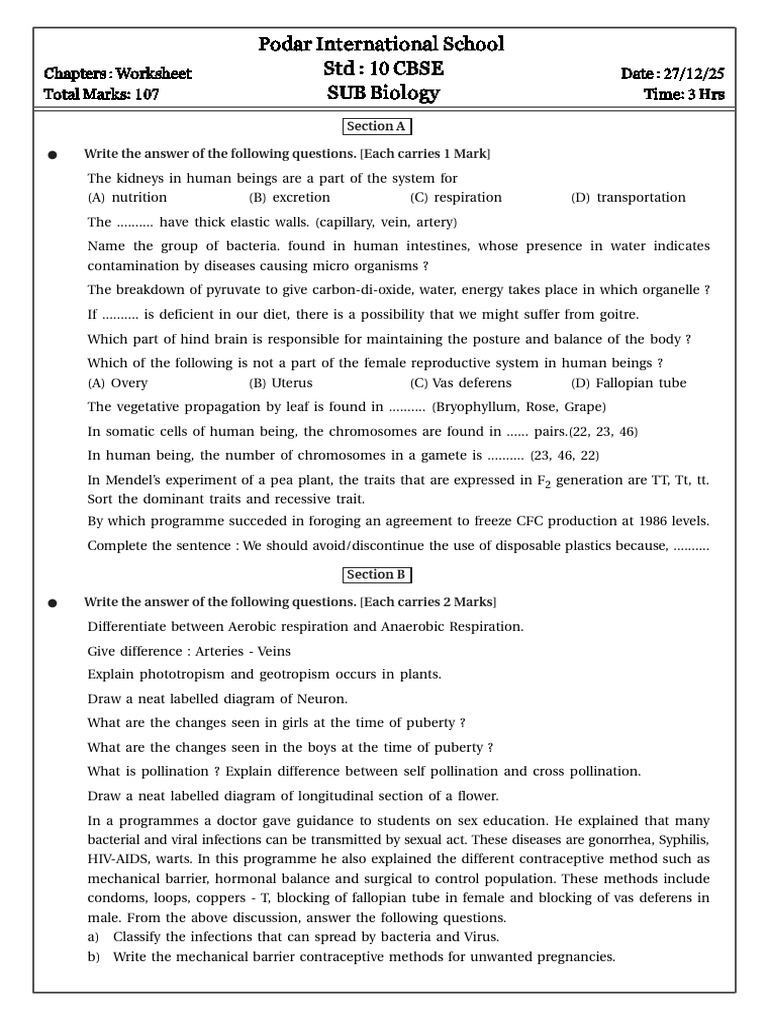 Biology Practice Paper Grade XTH | PDF | Chlorofluorocarbon | Food Web