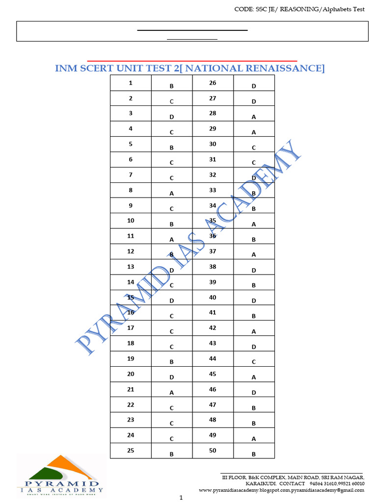 Inm Scert Test 2 Ans Key (2) | PDF