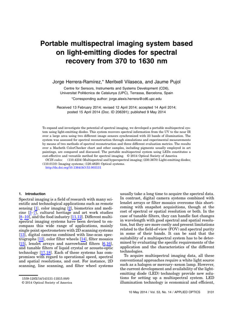 Portable LED Multispectral Imaging System | PDF | Infrared | Light ...