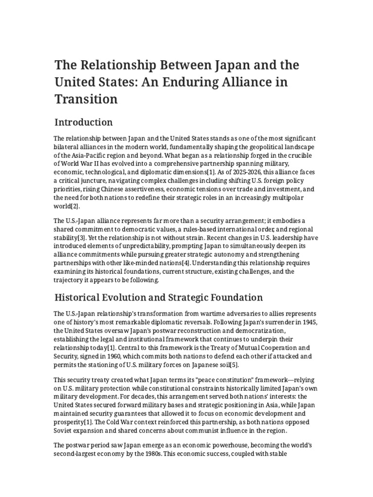 The Relationship Between Japan and The United States: An Enduring ...