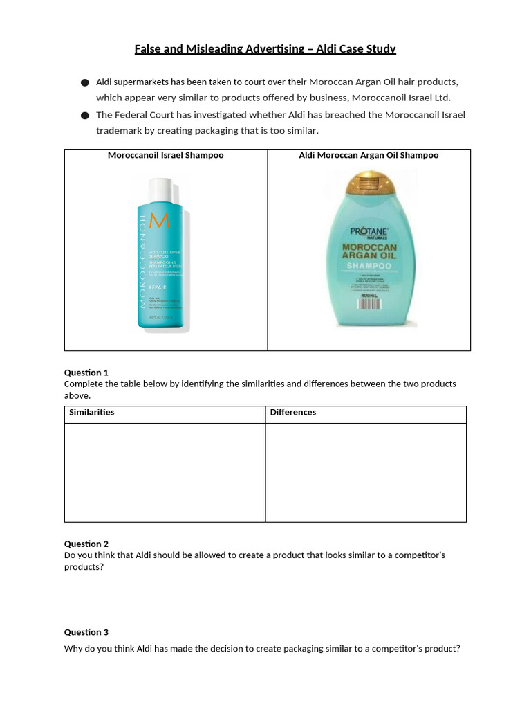 Aleta FISHER - Aldi - False and Misleading Advertising | PDF | Trademark
