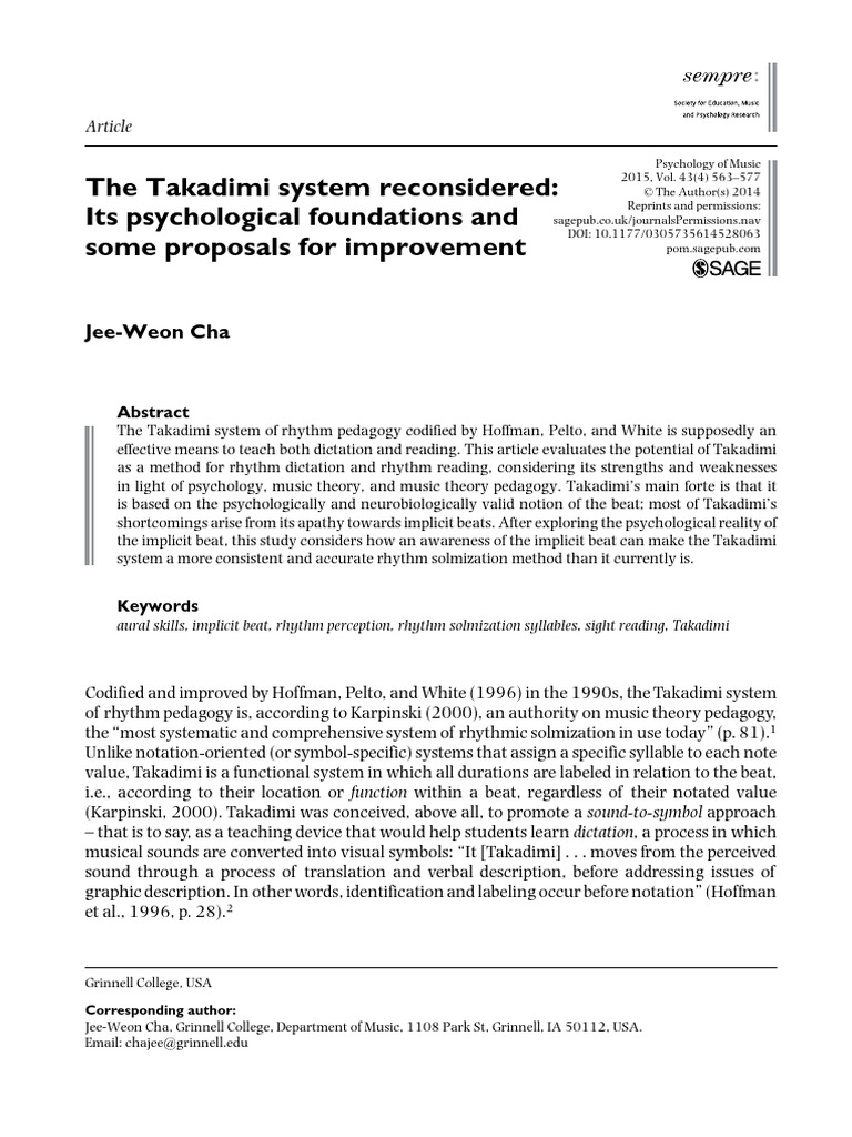 Enhancing the Takadimi Rhythm System | PDF | Rhythm | Tempo