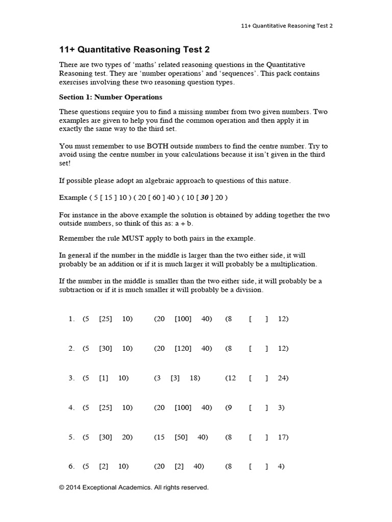 11+ Quantitative Reasoning Test 2 | PDF | Numbers | Mathematics