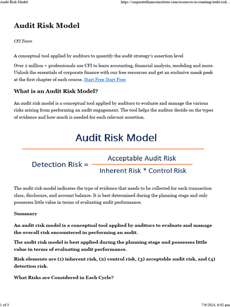 Understanding the Audit Risk Model | PDF | Audit | Internal Control