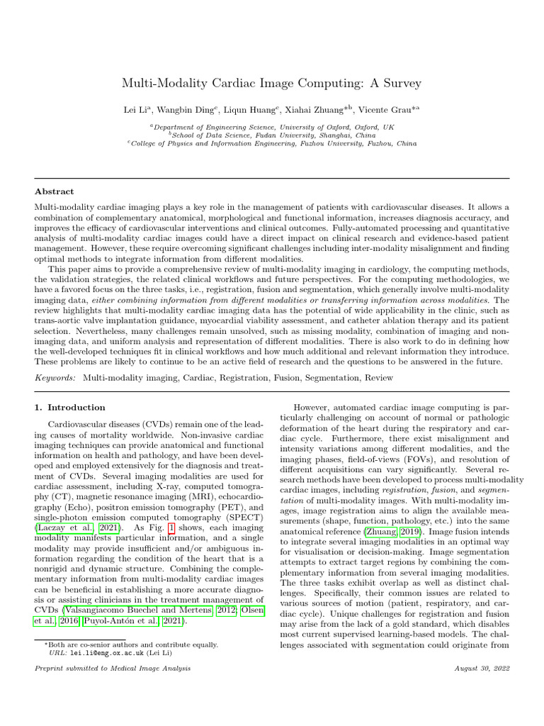 Multi-Modality Cardiac Image Computing: A Survey | PDF | Medical ...