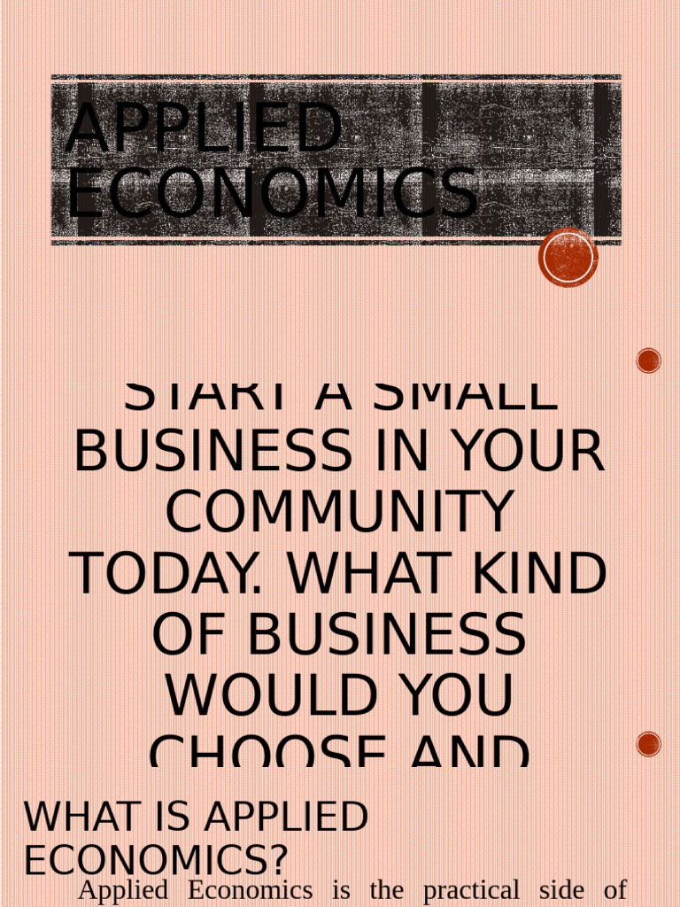 Start a Small Business with Applied Economics | PDF