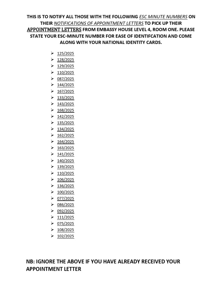Appointment Letters From Clusters | PDF