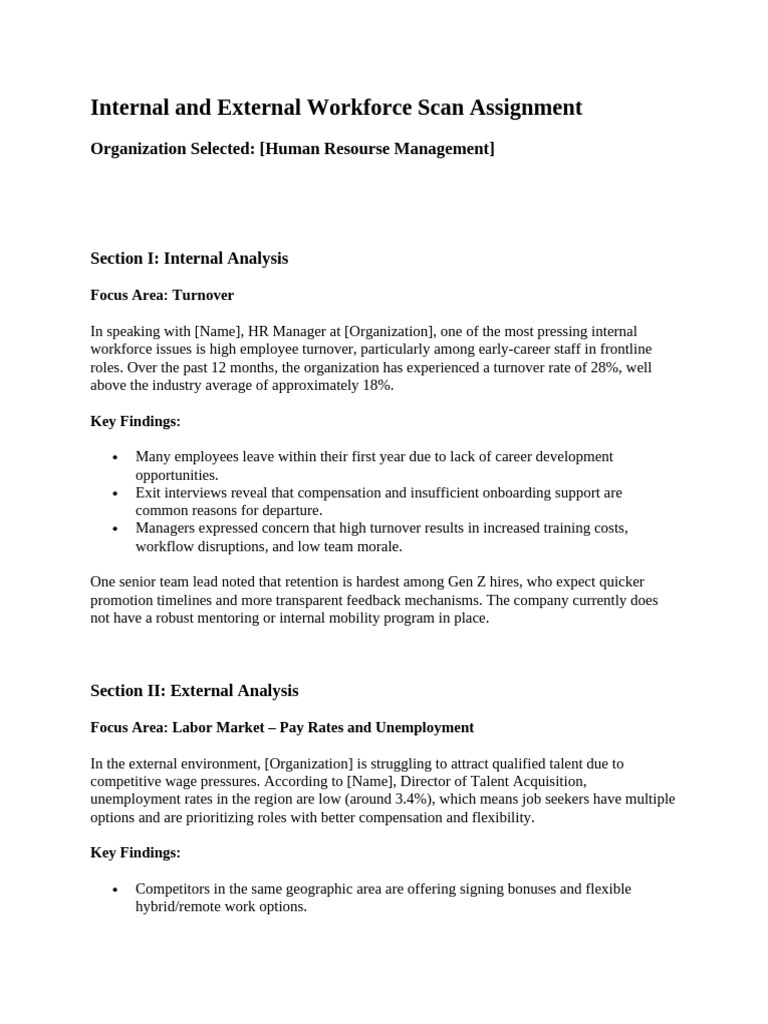 Internal and External Workforce Scan Assignment | PDF | Cost Of Living ...