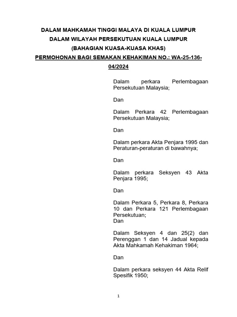 GROUND OF JUDGMENT - Najib House Arrest | PDF | Pardon | Mandamus