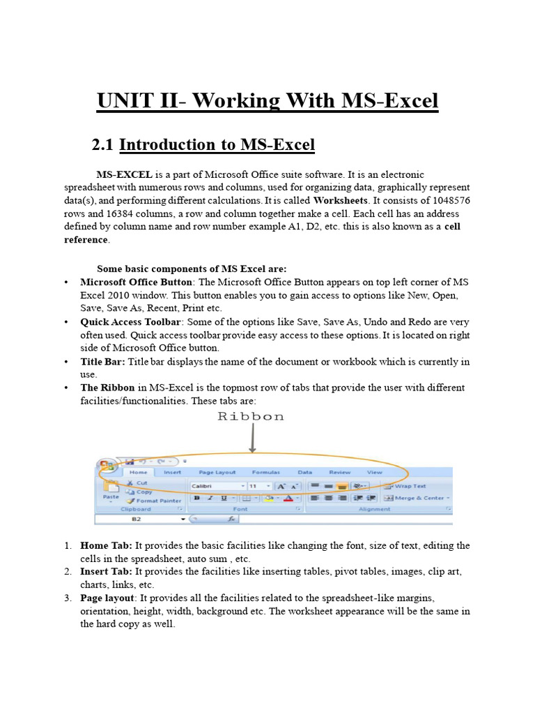 MS EXCEL | PDF | Microsoft Excel | Spreadsheet