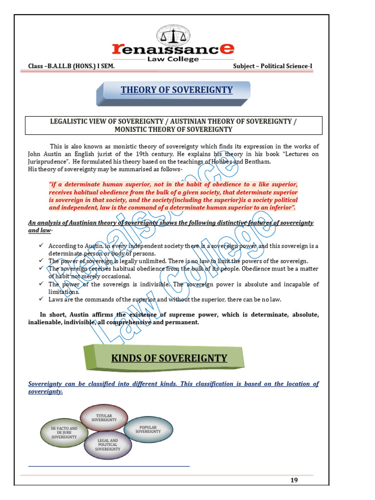 SOV-NOTES | PDF | Sovereignty | Heads Of State