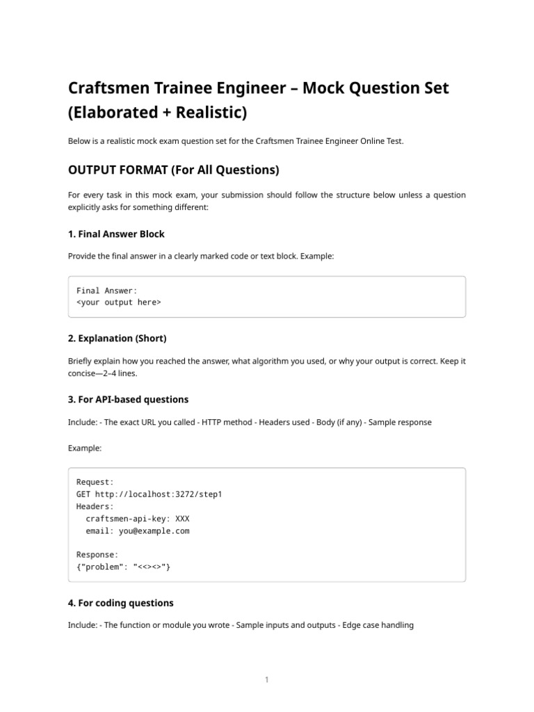 Craftsmen Trainee Engineer Mock Exam | PDF | Computer Engineering ...