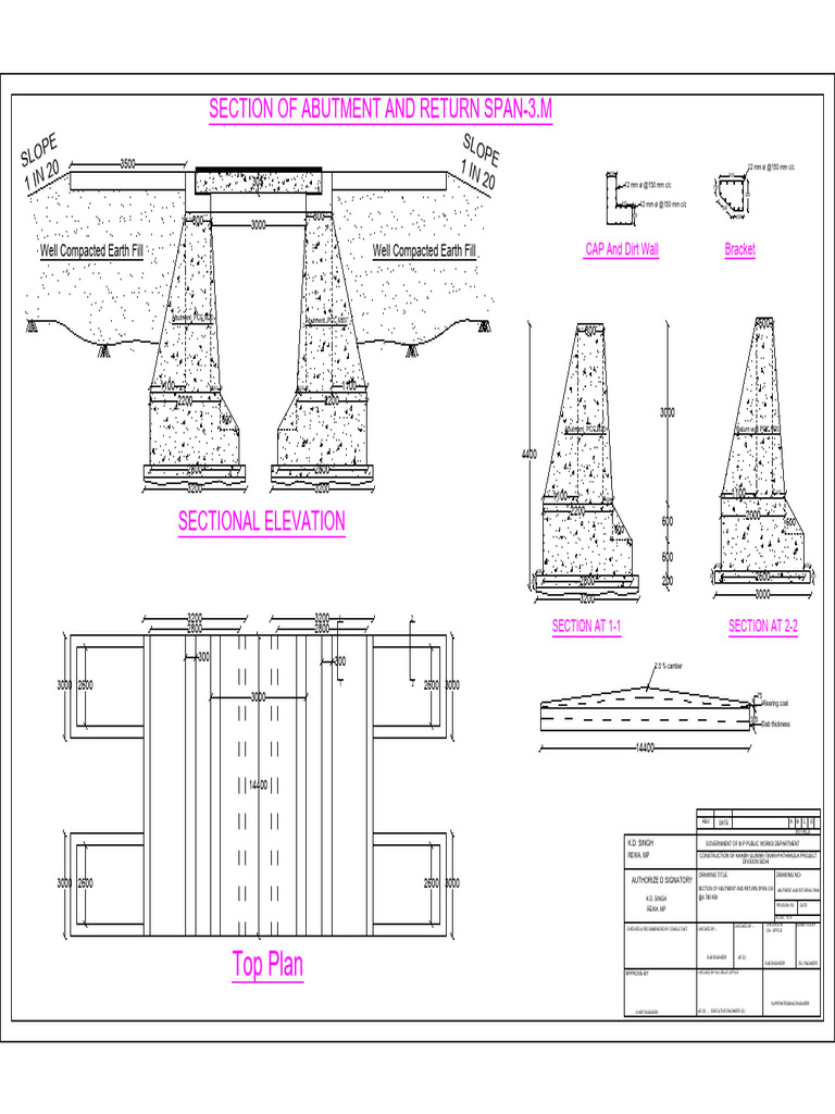 Section of Abutment and Return Span-3.m at Rd-4.780 KM | PDF