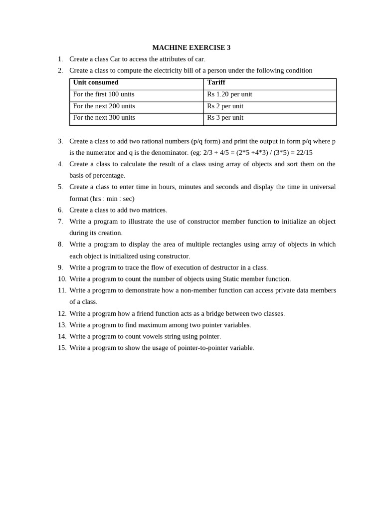 Object-Oriented Programming Exercises | PDF