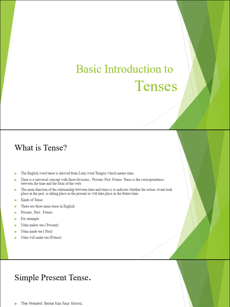 Basic Introduction to Tenses | PDF | Grammatical Tense | Verb