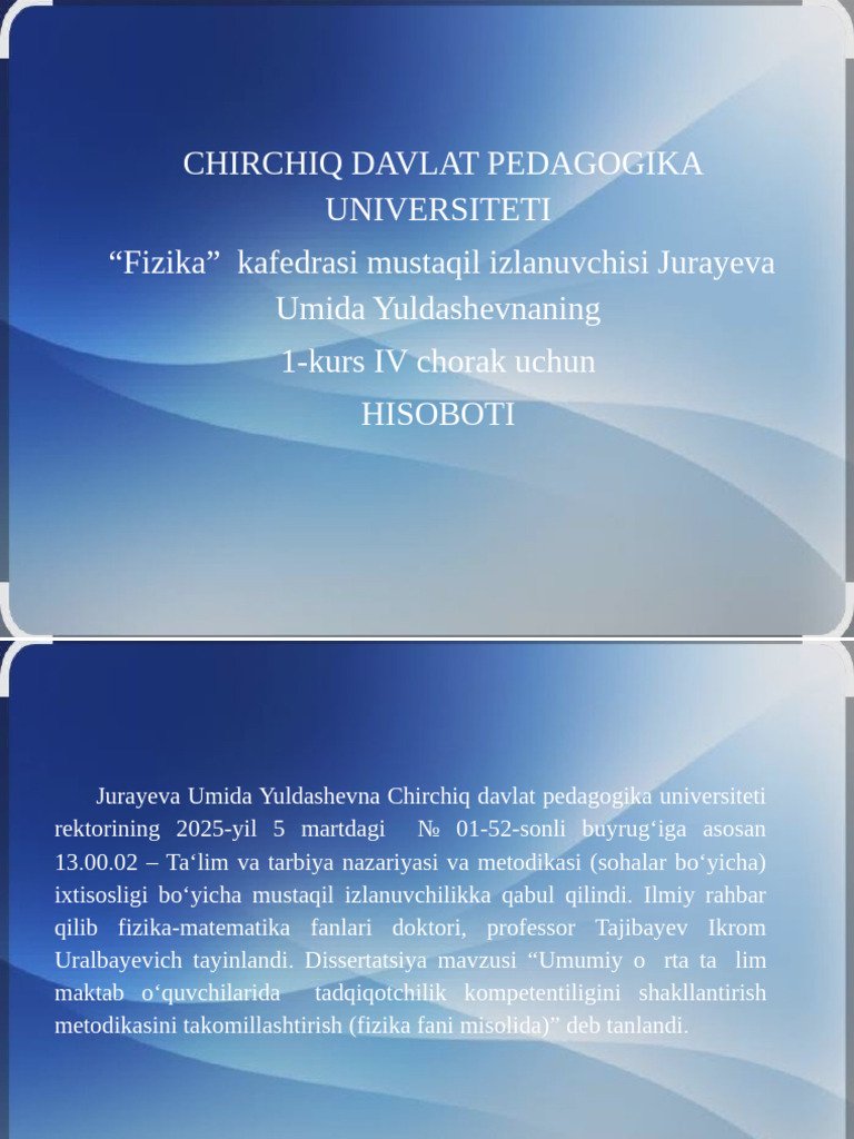 IV Chorak Hisobot | PDF