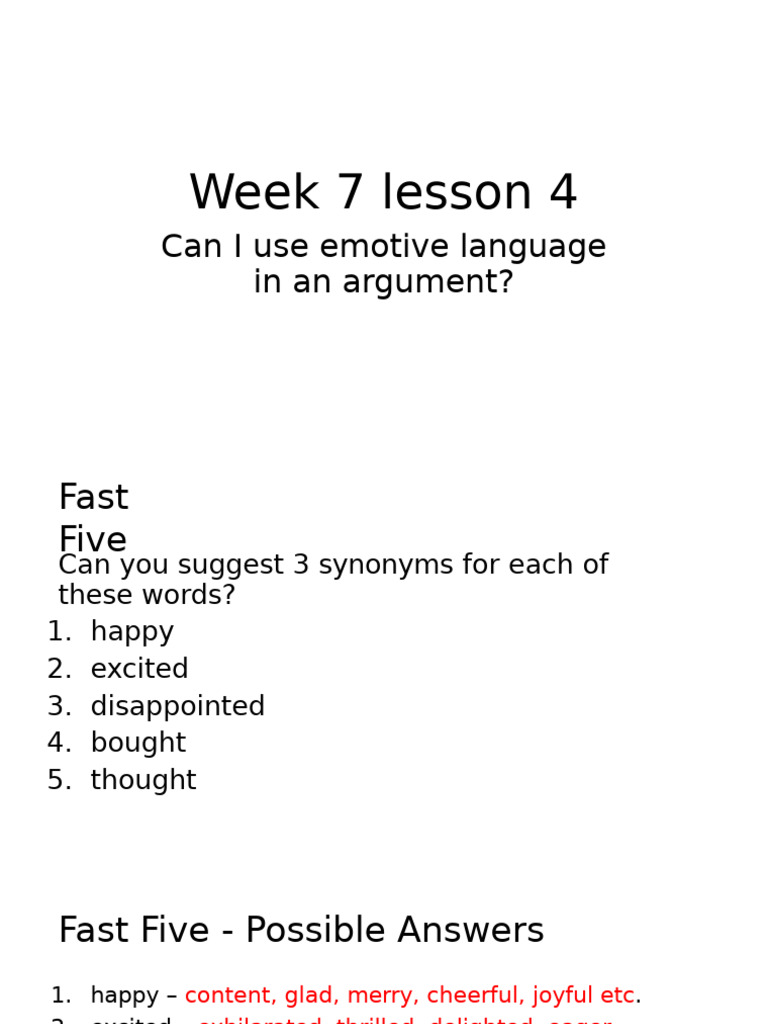 Year 5 Summer Week 7 English Lesson 4 Emotive Language | PDF ...