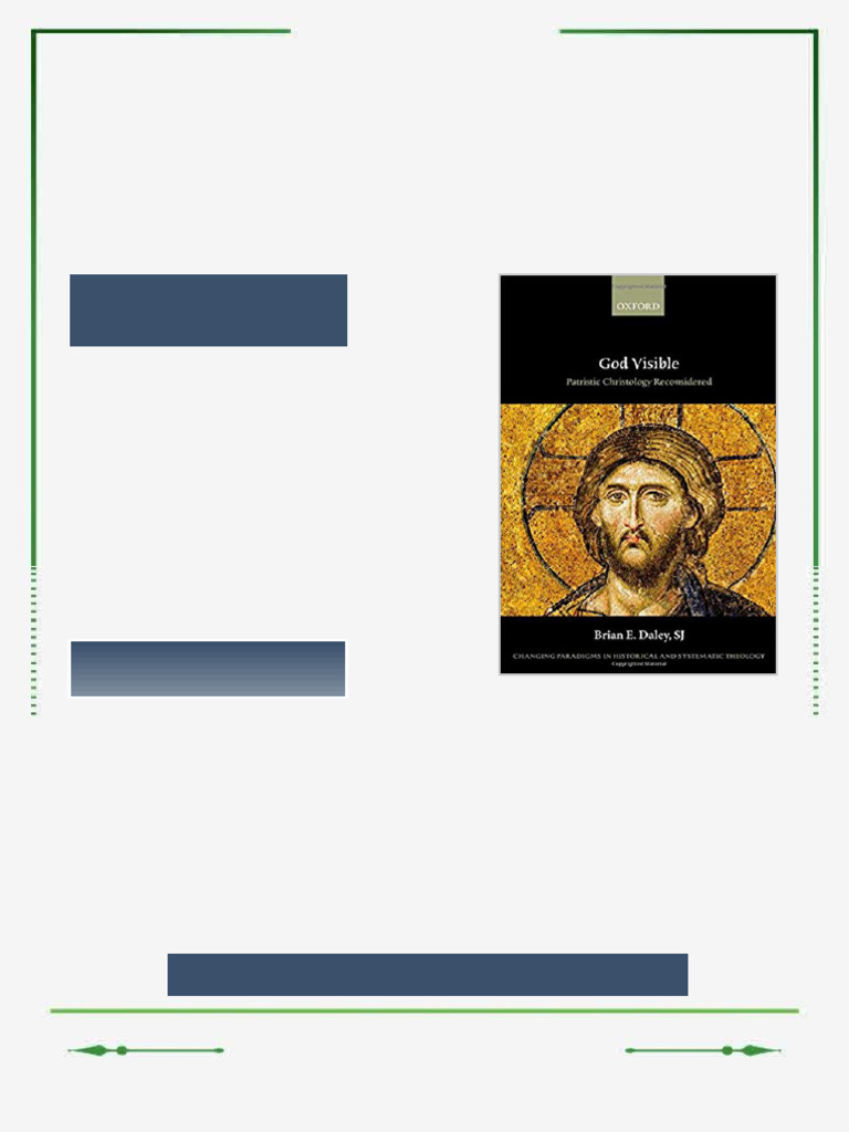 God visible : patristic Christology reconsidered. Daley ebook premium ...