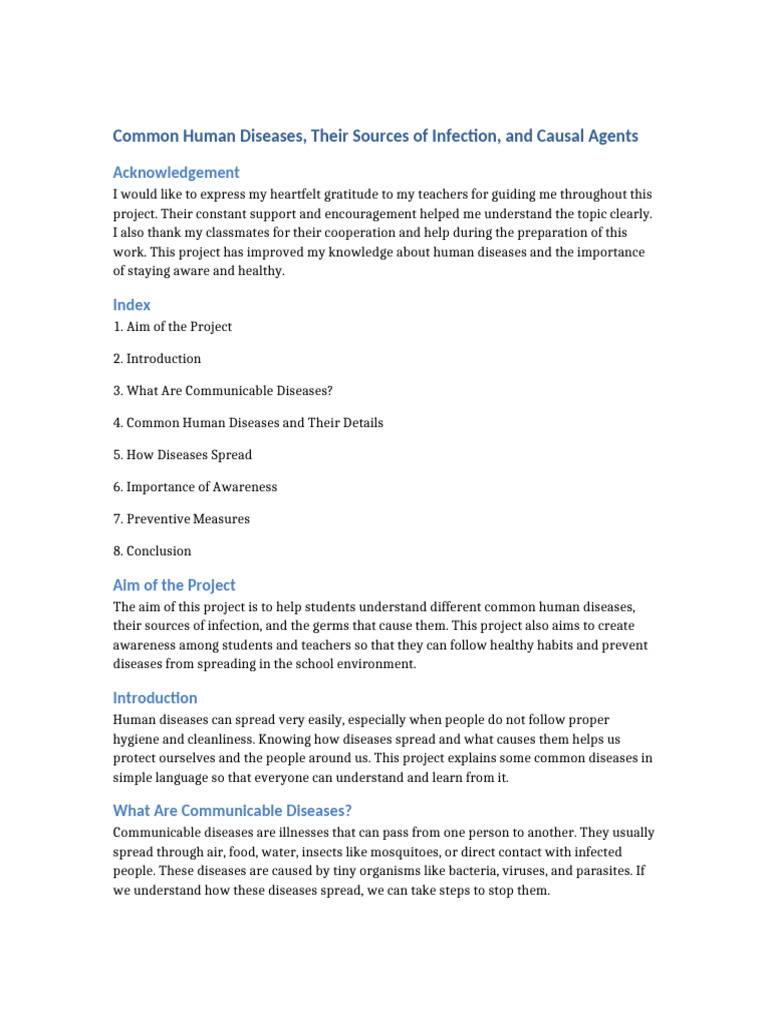 Common Human Diseases and Prevention | PDF | Infection | Mosquito