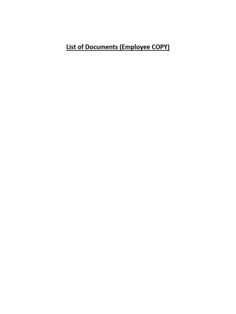 Employee Document Submission Checklist | PDF