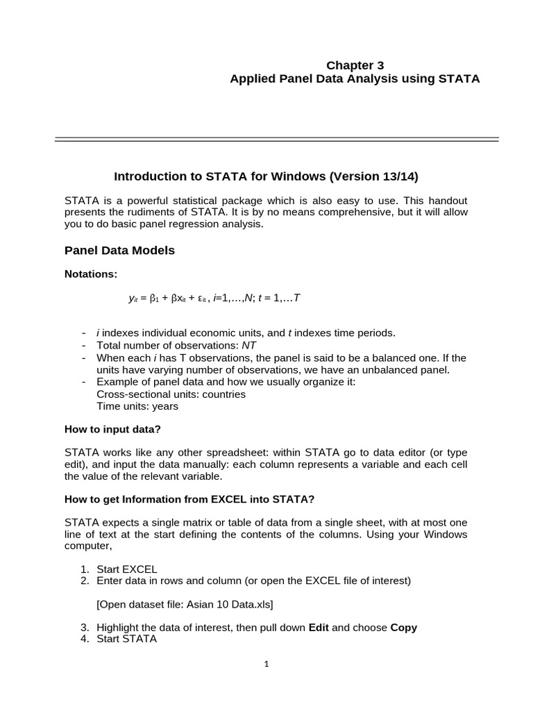 STATA Panel Data Analysis Guide | PDF | Autocorrelation | Fixed Effects ...